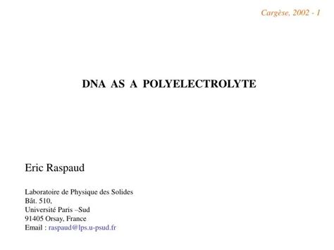 Ppt Dna As A Polyelectrolyte Powerpoint Presentation Free Download Id2414741