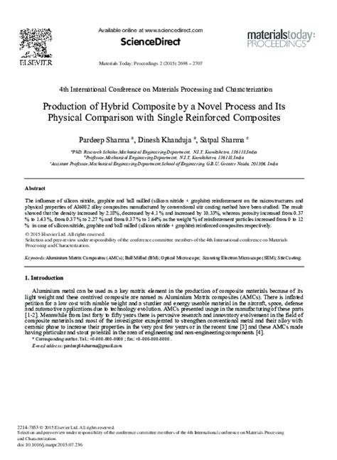 Pdf Production Of Hybrid Composite By A Novel Process And Its Physical Comparison With Single