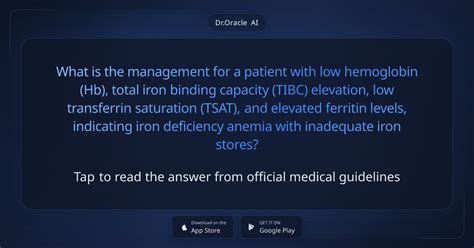 What Is The Management For A Patient With Low Hemoglobin Hb Total Iron Binding Capacity Tibc