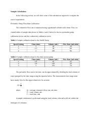 Prelab Report Docx Sample Calculations In The Following Section We Will Show Some Of The