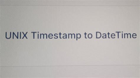 Unix Timestamp To Datetime Pythoncode Youtube