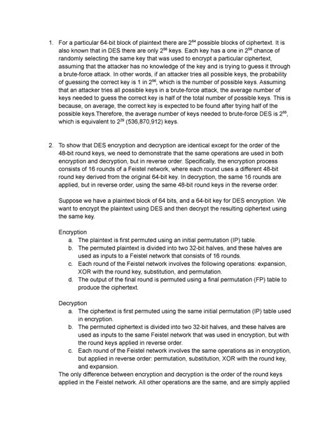 Cisc464 Hw1 Rui Zhang Cisc 464 Hw 1 For A Particular 64 Bit Block Of Plaintext There Are 2