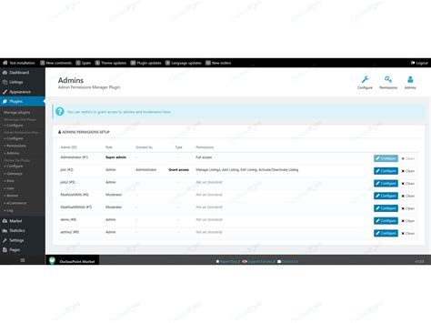 Admin Permissions Manager Plugin Backoffice Osclass Plugins Osclasspoint
