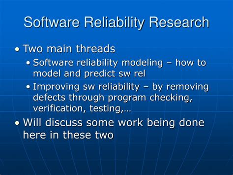 PPT Software Reliability Research By Professor Pankaj Jalote