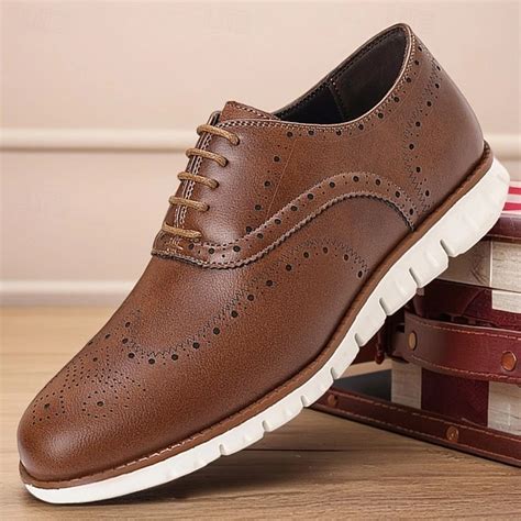 Chaussures Oxford En Similicuir Marron Pour Homme Chaussures Habillées Respirantes à Lacets