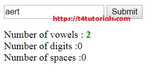 PHP Program To Count The Vowels Digits And Spaces In A String