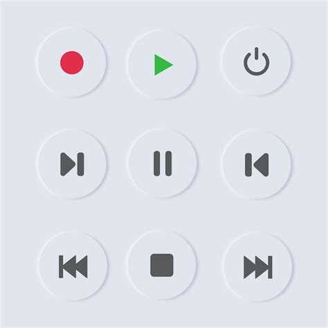 Premium Vector Media Player Control Round Buttons Set