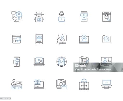 Video Editing Line Icons Collection Clip Sequence Cut Transition