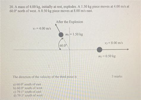 Solved 20 A Mass Of 4 00 Kg Initially At Rest Explodes A