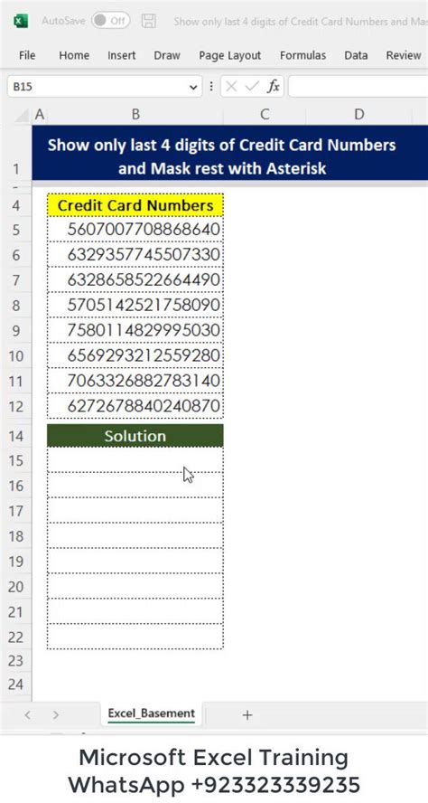 Excel Basement On Twitter Show Only Last 4 Digits Of Credit Card