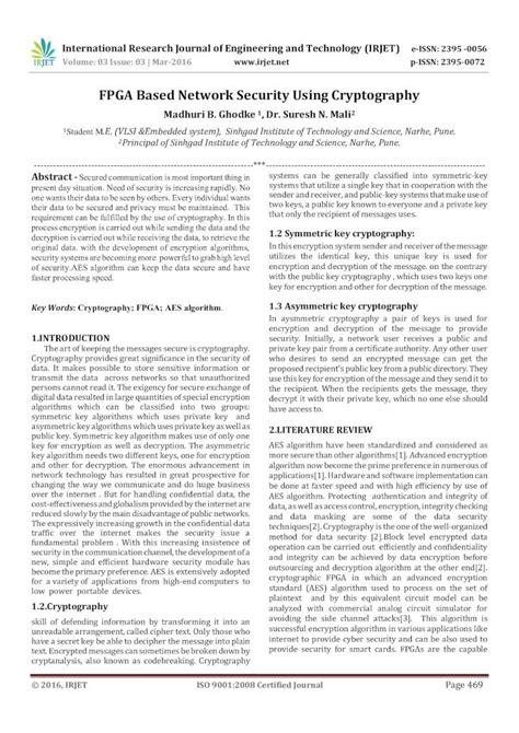 Pdf Fpga Based Network Security Using Cryptography · 2016 04 23