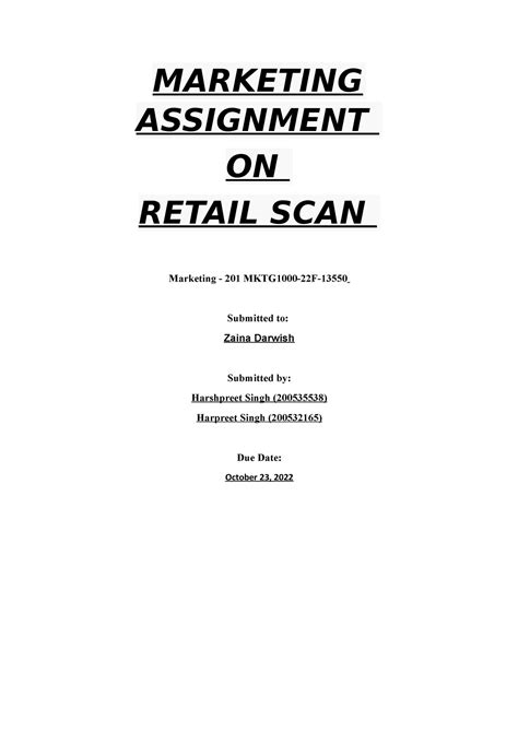 Mktg Retail Scan Assignment 2 Marketing Assignment On Retail Scan