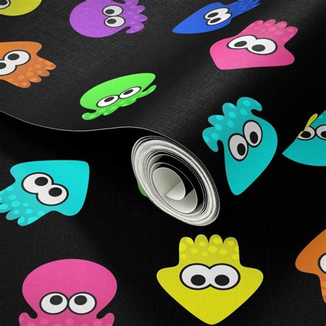 Splatoon Inspired Squids Wallpaper Spoonflower