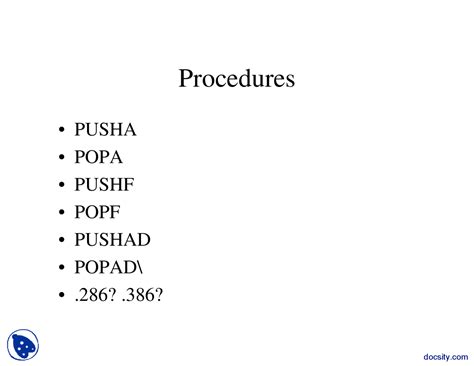 Procedures Part 2 Assembly Language Programming Lab Slides Docsity