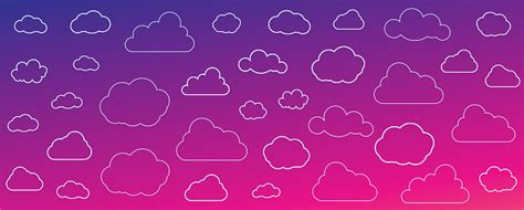 하늘 배경에 격리 된 구름 의 집합입니다 매끄러운 패턴 웹 포스터 플래카드 배경 화면 구름의 컬렉션 창조적 인 현대 개념 벡터 그림입니다 0명에 대한 스톡 벡터 아트 및