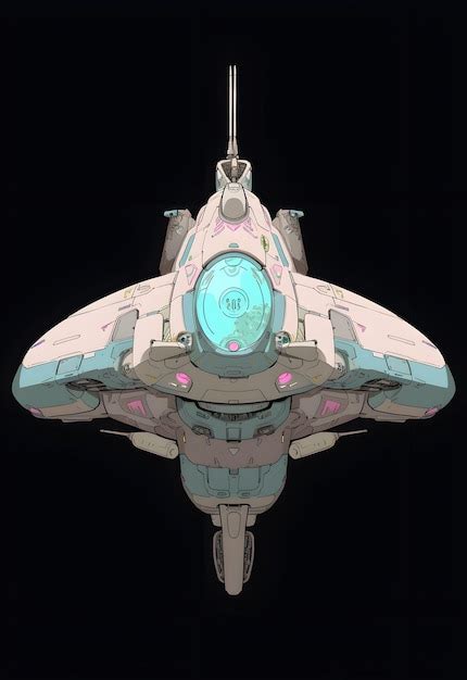 Premium Ai Image Top View Of A Cute Cruiser Class Spacecraft Shoot Em Up
