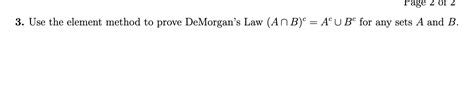 Solved Use The Element Method To Prove DeMorgan S Law Chegg Com
