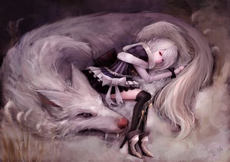 Anime Girl And Wolf