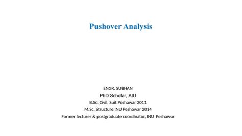 Pushover Analysis For Building Structures Pptx