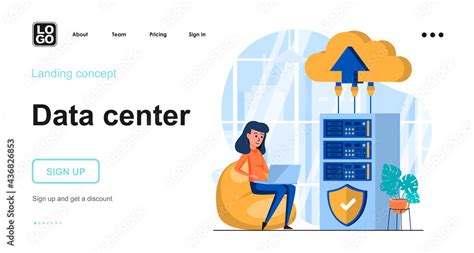 Data Center Web Concept Engineer Works In Server Room Cloud Storage Or Computing Data