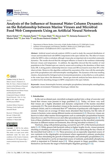 Pdf Analysis Of The Influence Of Seasonal Water Column Dynamics On