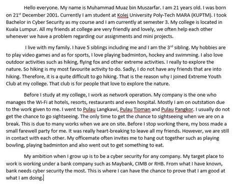 Hello Everyone My Name Is Muhammad Muaz Bin