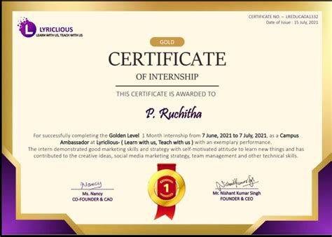 P Ruchitha On Linkedin Campusambassador Internship Lyriclious