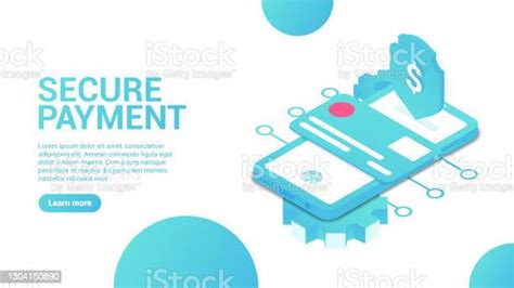 모바일 결제 개념을 보호합니다 방문 페이지 또는 웹 배너 템플릿입니다 3차원 형태에 대한 스톡 벡터 아트 및 기타 이미지 3차원 형태 개념 개념과 주제 Istock