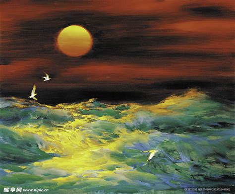 海日生残夜设计图 绘画书法 文化艺术 设计图库 昵图网