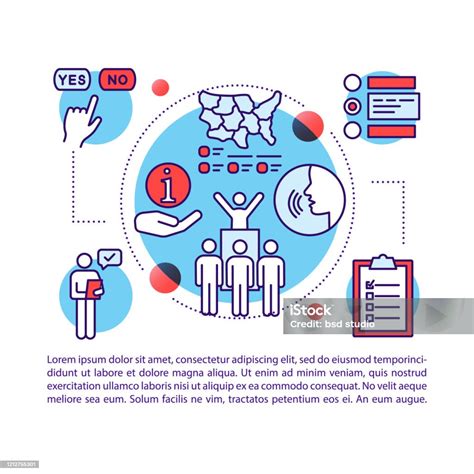 선거 기사 페이지 벡터 템플릿입니다 국민투표 전당대회 브로셔 잡지 선형 아이콘과 텍스트소책자 디자인 요소 인쇄 디자인 텍스트