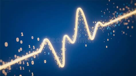 Golden Digital Waveform Flow With Binary Elements Stock Illustration
