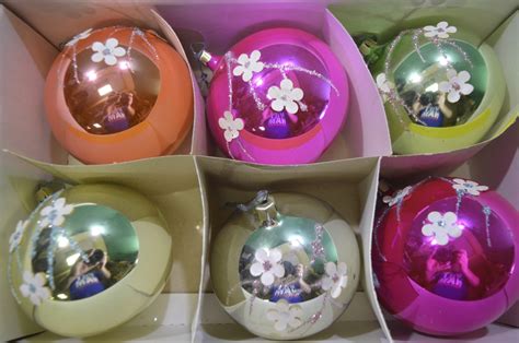 Купить Набор елочных украшений Шары Нежность Стекло 6 шт в коробке СССР в интернет