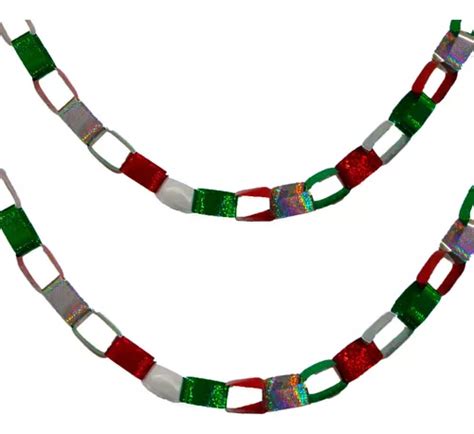 Decoración Cadena Metálica Holográfica Tricolor 10 Pz Mercadolibre
