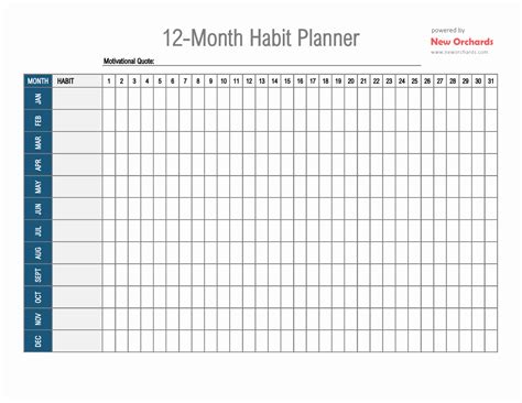 Free Excel Monthly Habit Tracker Templates