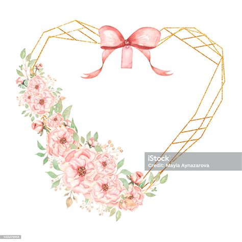 수채화 꽃 하트 프레임 클립 아트 발렌타인 데이 핑크 꽃 화환 클립 아트 사랑 꽃꽂이 산호 핑크 모란 그림 공휴일에 대한 스톡 벡터 아트 및 기타 이미지 Istock