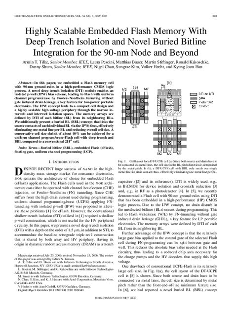 Pdf Highly Scalable Embedded Flash Memory With Deep Trench Isolation And Novel Buried Bitline
