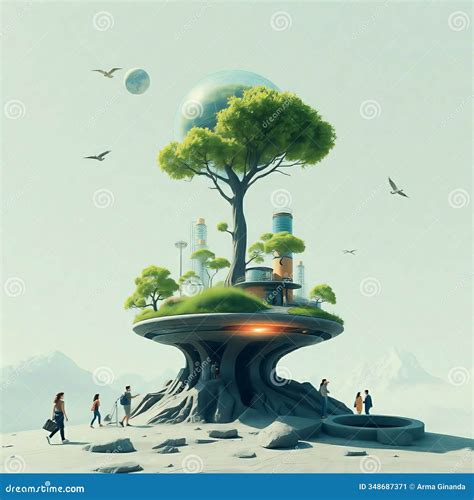 Futuristic Sustainable Business Ecosystem Stock Illustration Illustration Of Innovation
