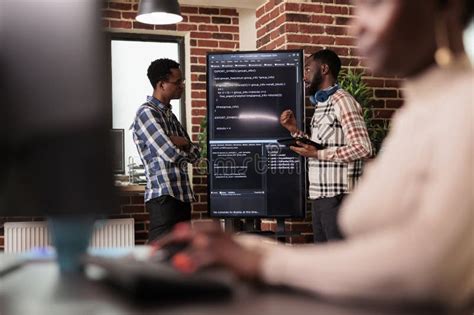 Programming Engineers Analyzing Html Code Stock Photo Image Of