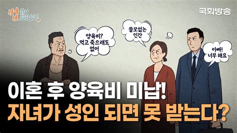 이혼 후 양육비 미납 자녀가 성인이 되면 못 받는다고 법읽어드립니다 국회방송 Youtube