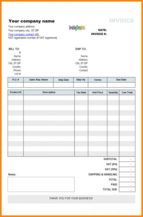 Invoice Template Not Vat Registered Cards Design Templates