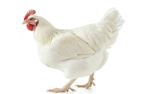 White Chicken Isolated On White Background Poultry Livestock Cutout