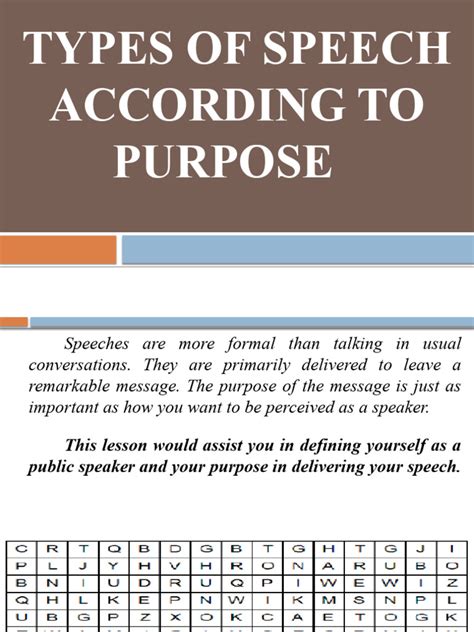 Types Of Speech According To Purpose Pdf