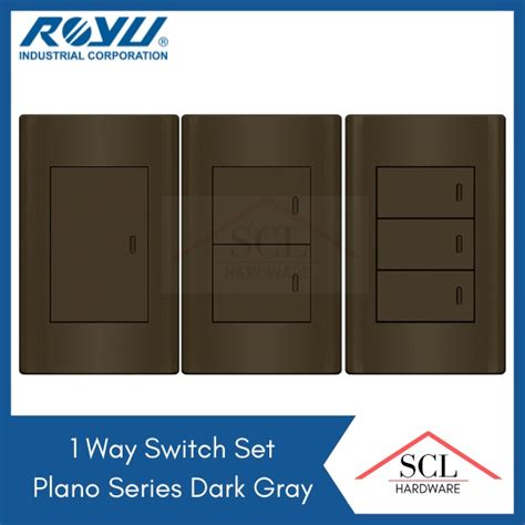 Royu Plano Series Dark Gray 1 Way Switch Set 1gang 2gang 3gang