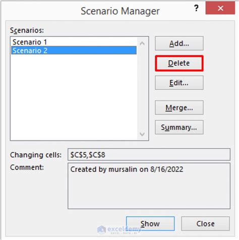 how to remove scenario manager in excel 2 easy ways