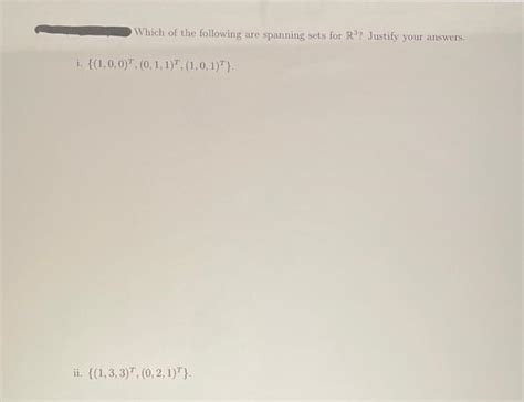 solved which of the following are spanning sets for r3