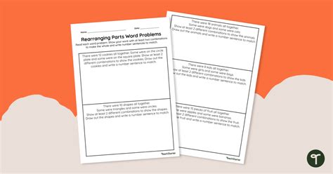 Rearranging Parts Word Problems Worksheet Teach Starter