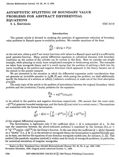 Pdf Asymptotic Splitting Of Boundary Value Problems For Abstract