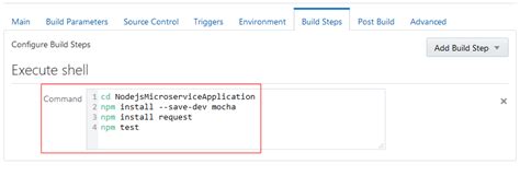 unit testing a node js microservice application in oracle developer cloud service classic
