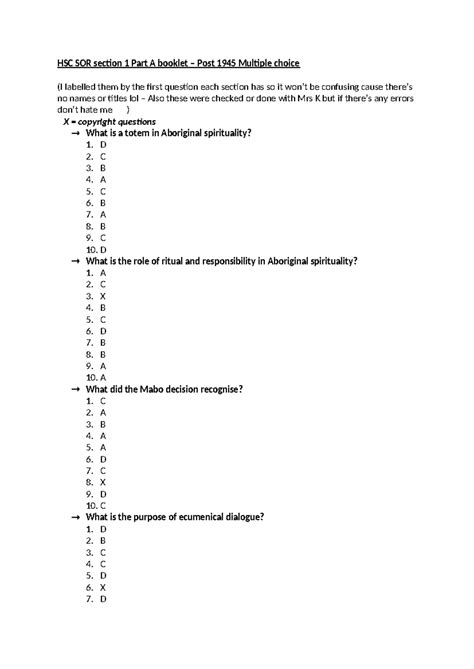 sor hsc section 1 part booklet answers mc hsc sor section 1 part a booklet post 1945