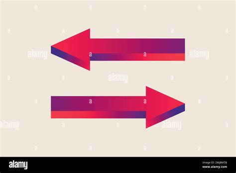Arrow Sticker Two Way Traffic Road Direction Sign In Red Gradient Design Vector Stock Vector